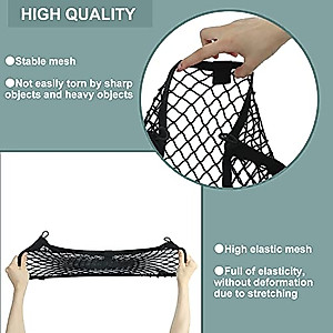 2PCS Small Cargo Net Pocket Storage Mesh Net Elastic Stretchable Automotive Cargo Nets Storage Pouch with 8 Mounting Screws and Hooks for Truck Car SUV RV Boats (17.7 x 9.8 Inches)