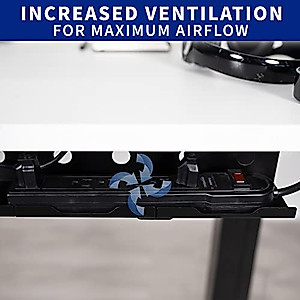 VIVO Steel 13 inch Under Desk Modular Power Strip Tray, Workspace Cable Management Organizer, Hidden Cord Routing, Open Design for Ventilation, Black, DESK-PS02T