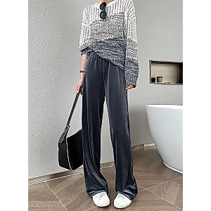 ARJOSA Women's Yoga Pants Wide Leg High Waisted Palazzo Lounge Pants Joggers Sweatpants (X-Large, Grey)