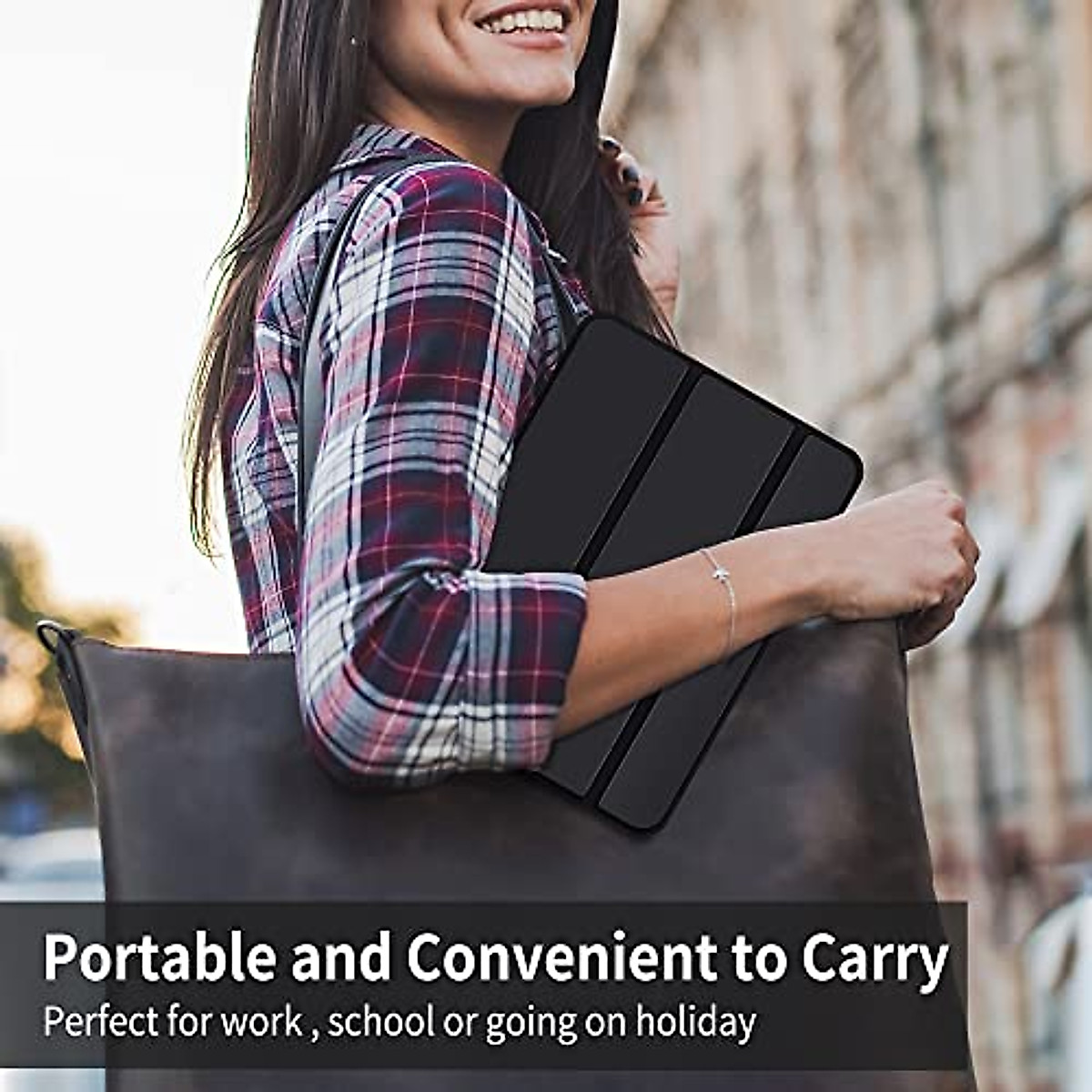 ProtUTab iPad Air 5th Generation Case 2022 / iPad Air 4 th Generation Case 2020 10.9-inch, Auto Wake&Sleep Slim Trifold Stand TPU Back iPad Air Case, Lightweight iPad Air 5th Gen Case, Black