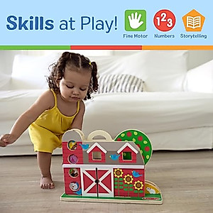 Melissa & Doug GO Tots Wooden Barnyard Tumble with 4 Disks - FSC Certified