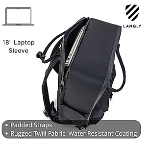Langly Sierra Camera Backpack: A Modern & Travel-friendly Photography Backpack Compatible With Both 18in Laptop & any Camera Type 24L (Black)