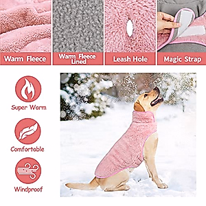 Malier Dog Winter Coat, Reversible Fleece Dog Cold Weather Coats Dog Jacket for Dogs, Windproof Warm Dog Coat Snow Dog Jacket Vest Pet Dog Clothes for Small Medium Large Dogs (Medium, Pink)