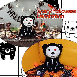 JIZWPOOM Black Teddy Bear Plush, Teddy Bear Stuffed Animals Goth Plush Teddy Bear, Cute Black Bear Toy Stuffed Bear Plushies Gift for Kids Birthday Decoration