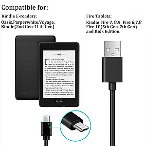 2Pack, 6.6ft&10ft Long Micro USB Android Charger Cord Comaptible for Amazon Kindle Fire HD 6 7 8 10(1-8th Gen) HDX 8.9" 9.7" Tablets and E-Reader(3rd-11th), Xbox One S/X/Elite, PS4 Pro/Slim