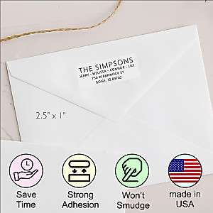 PrettySweetParty White Return Address Labels - Personalized Stickers for Envelopes and Mail, 250 Adhesive Peel and Stick Labels (Simple Sans Serif)