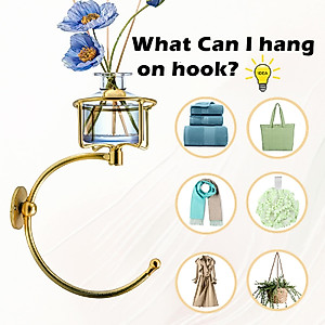 Hand Towel Holder for Bathroom Wall, Elegent Towel Hook with Candle Holder, Gold Towel Ring, Towel Rack Wall Mounted Hanger for Bathroom, Kitchen, Entryway, Drill Holes