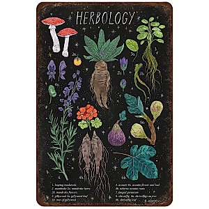 Mocozim Rustic Retro Metal Tin Sign Herbology Poster Plant Magic Home Decor Wall Art Decor Tin Sign for Living Room,Kitchen,Bedroom Gift 8X12Inch
