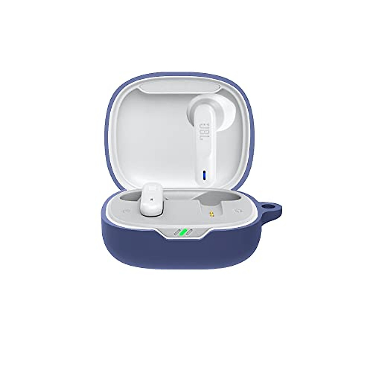 2 Pack DAYJOY Soft Silicone Protective Case Cover Compatible with JBL Wave 300TWS/VIBE 300TWS/JBL Vibe Flex Earbuds, Protective Skin Sleeve with Key Chain(Black+Blue)