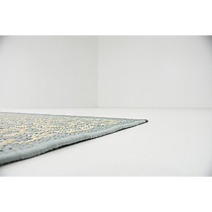 Unique Loom Botanical Collection Bohemian, Abstract, Traditional, Indoor and Outdoor Area Rug, 4' 0" x 6' 0", Light Blue/Beige