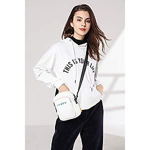 Togood Cell Phone Wallet Canvas Pocket Purse Small Crossbody Bags for women/men (White)