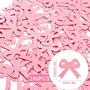 200pcs Bow Confetti, 1.6x1.4in Pink Bow Bachelor Party Confetti Glitter Table Confetti for Tying the Knot Bachelorette Birthday Engagement Wedding Party Decoration Bridal Shower Supplies