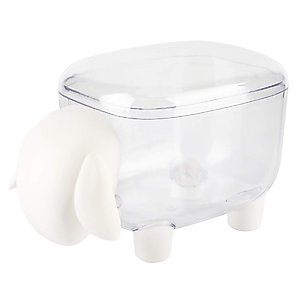 Sheep Cotton Swab Holder, Plastic Qtip Holder Organizer Container with Cover Cute Cotton Ball Holder Bathroom Waterproof Floss Jars (White)