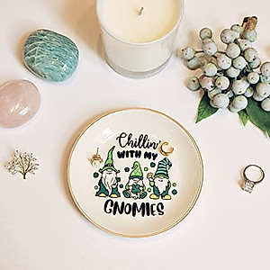 LZBALUYO Gnome Decor Irish Ring Dish, Decorative Trinket Dish, Gnome Home Decor, Ceramic Jewelry Dish, Ring Tray, Gnome Gifts for Women Mom Birthday Mothers Day Christmsa