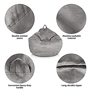 Delmach Bean Bag Chair Cover (No Filler) | Bird's Nest Shape | Adult Size | Microsuede | Stuffed Animal Storage for Kids Or Memory Foam| Double Stitched | Durable Zipper | Soft Premium