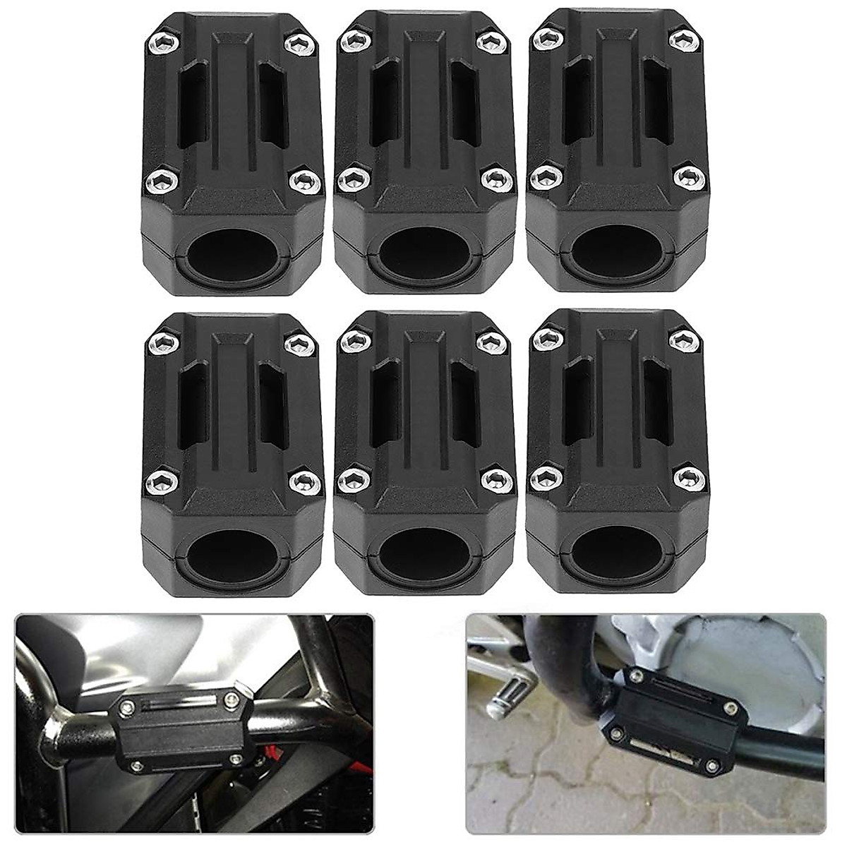 Bumper Block, 3 Pair Motorcycle Engine Guard Block Protection Block,3 C Bar Protectors,3 Universal motorcycle c bar Decor 22 25 28mm Fit For R1200GS R1150GS Decorative