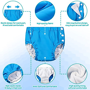 Huukeay 4 Pieces Swim Diapers Reusable Baby Swim Diapers Adjustable Snap Swim Diapers Washable Pool Swim Diapers for Unisex Baby Girls Boys (White, Blue, Green, Rose Red, 12-24 Month)