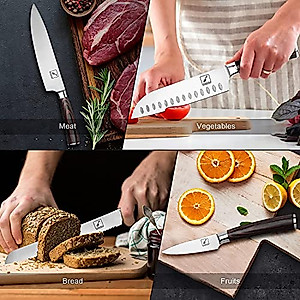 Kitchen Knife Set with Block, imarku 16-Piece Japanese Kitchen Knife Set, Ultra Sharp Stainless Steel Knife Set with Removable Block and Knife Rod