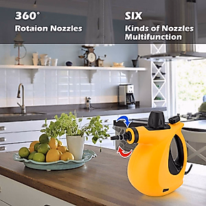 Handheld Pressurized Steam Cleaner, Steam Cleaner with 9-Piece Accessory Set Multi-Purpose and Multi-Surface All Natural, Chemical-Free Steam Cleaning for Home, Kitchen, Auto, Patio