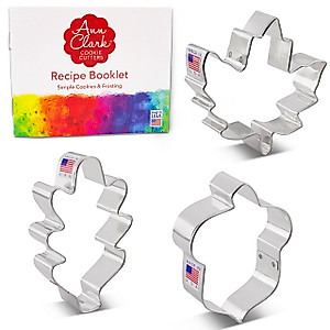 Fall Leaves Cookie Cutters 3-Pc. Set Made in USA by Ann Clark, Acorn, Maple Leaf, Oak Leaf