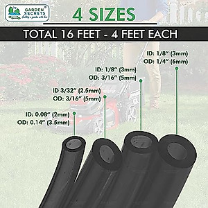 GARDEN SECRETS (4 sizes) Fuel Line Fuel Hose Replacement Fuel Tube for Lawn Mower String Trimmer Chiansaw Blower Generator Power Tools with Small Engine