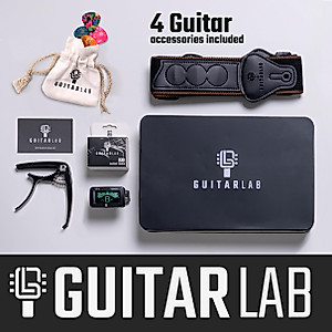 Guitar Accessories Kit - Premium Metal Tin with Guitar Strap, Capo, Tuner & Picks for Acoustic, Bass, Electric & Ukelele Guitars