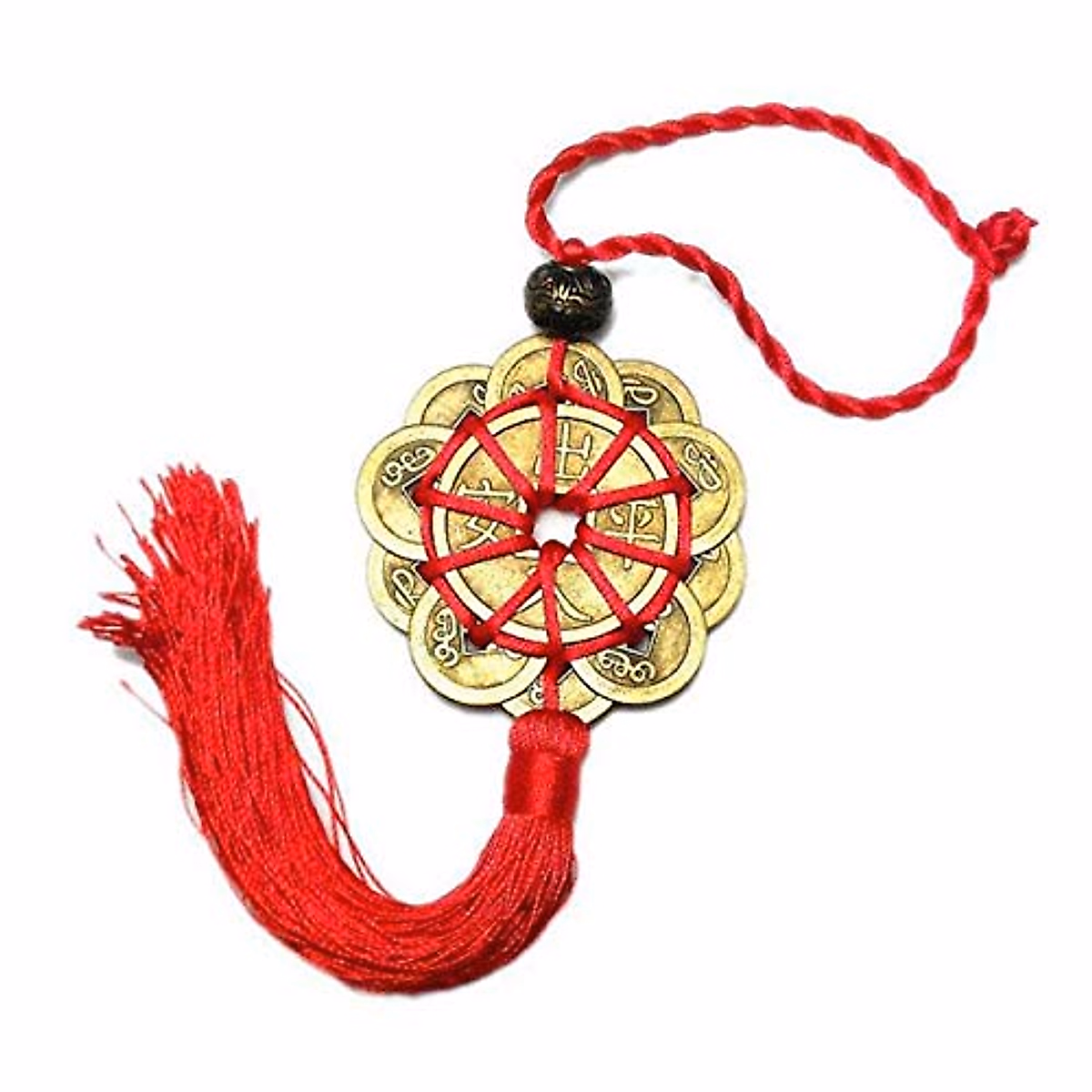 EatingBiting Red String Brass Chinese Feng Shui Coins 10 Lucky Charm Ancient Copper Ching Coins for Good Luck & Wealth Success Chinese Knot Lucky Coins Feng Shui Coins Fortune Coin