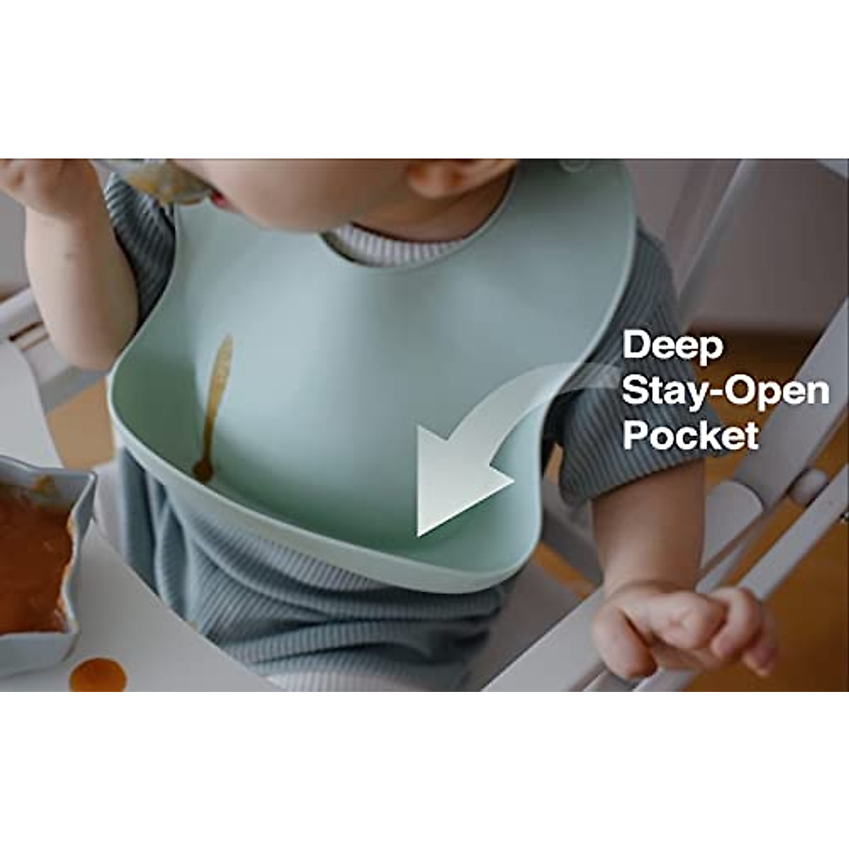 otterlove Silicone Bib – 100% Pure Platinum LFGB Baby Bibs with No Fillers – Wide Food Catching Pocket – Easy Clean – Mess Proof – Dishwasher Safe – BPA & Phthalate Free (2 Bib Pack - Sage & Sand)