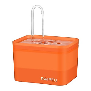 Cat Water Fountain, Raipeu 2.5L Cat Fountain, Activated Carbon Filter, Translucent Water Tank, Pet Water Fountain for Big Cat, Big Dog, Pet(Orange)