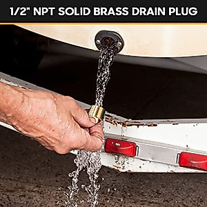 Boat Plugs 1/2 Inch Npt Solid Brass Boat Drain Plug, 2 Pack Garboard Drain Plug Boat Drain Plug Fits Most Boat Hulls (1/2 Inch NPT)