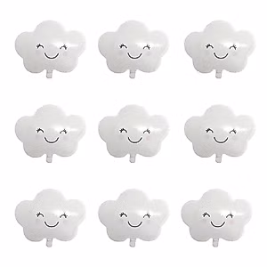 GLASNES 10Pcs White Cloud Balloons Cute Smiling face Cloud Shaped Foil Mylar Balloons for Baby Shower Wedding Birthday Party Supplies