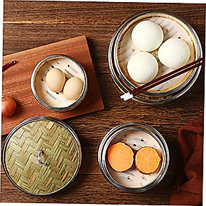 Zerodeko 1pc Bamboo Steamer Asian Cookware Rice Cooker Steamer Asian Vegetables Sticky Rice Basket Vegetable Steamer Basket Wooden Food Steamer Kitchen Cooking Bamboo Steamer Cooking Tool
