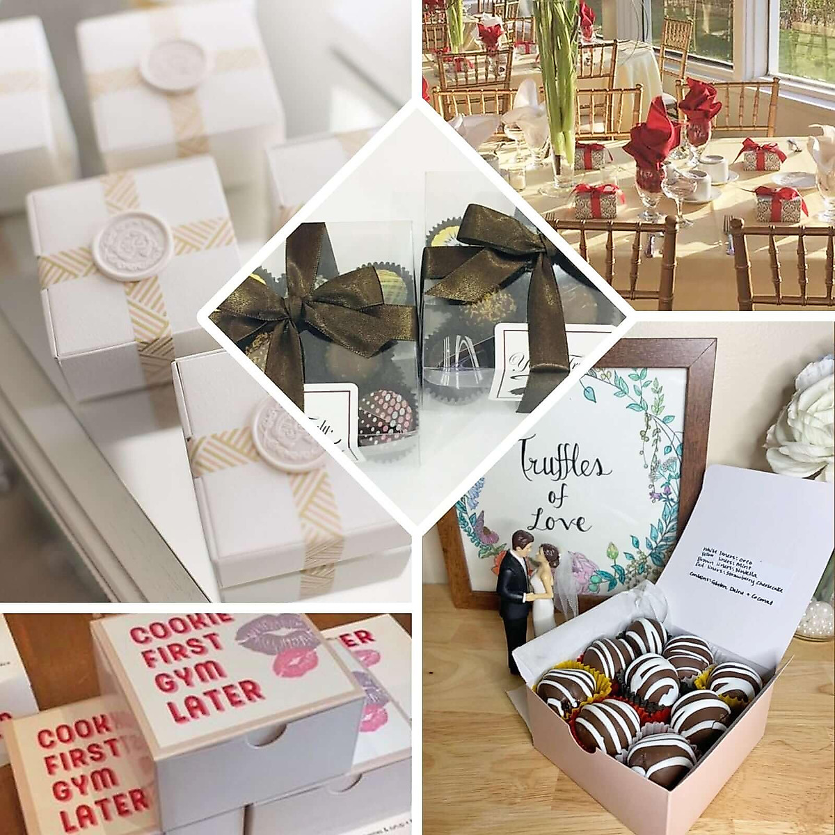 Efavormart 100pcs of 4x4x2 Gold Cake Box for Candy Treat Gift Wrap Box Party Favor Boxes for Bridal Shower Wedding Party