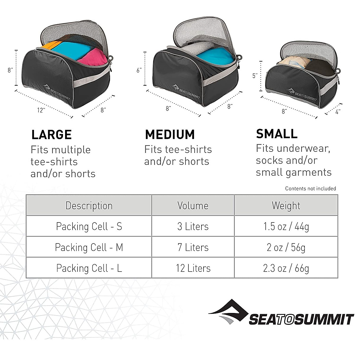 Sea to Summit Travelling Light Packing Cell Modular Travel Organizer, Medium, Black
