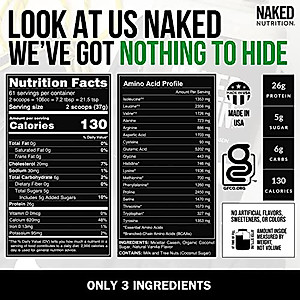 Naked Casein - Vanilla Micellar Casein Protein from US Farms - 5 Pound Bulk, GMO-Free, Gluten-Free, Soy-Free, Preservative-Free - Stimulate Muscle Growth - Enhance Recovery - 61 Servings