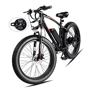 PEXMOR Electric Bike for Adults, 500W 48V 13AH Removable Battery Ebike, 50Miles 20MPH 26" Fat Tire Adult Electric Bicycle, Electric Mountain Bike Snow Beach Commuter E-Bike,7 Speed,UL Certified