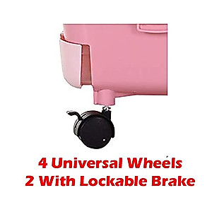 Pink Extra Large Deluxe Indoor Outdoor Multi-Level Guinea Pig Chinchilla Ferret Squirrel Hedgehog Kitten Rabbit Bunny Hutch House Critter Habitat Removable Washable Tray with Lockable Casters