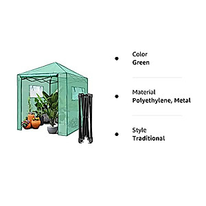 PexFix 6'x 5' Portable Walk-in Greenhouse Easy Setup,Indoor Outdoor Greenhouse Garden Green Houses Instant Pop-up Greenhouse,2 Roll-Up Mesh Windows and Roll-up Zipper Door,Green