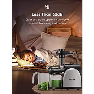 Masticating Juicer Machines, Juilist Cold Press Juicer Extractor with Quiet Motor & Reverse Function for Vegetables and Fruits, Slow Juicer Machine Easy to Clean with Brush, Recipe Included