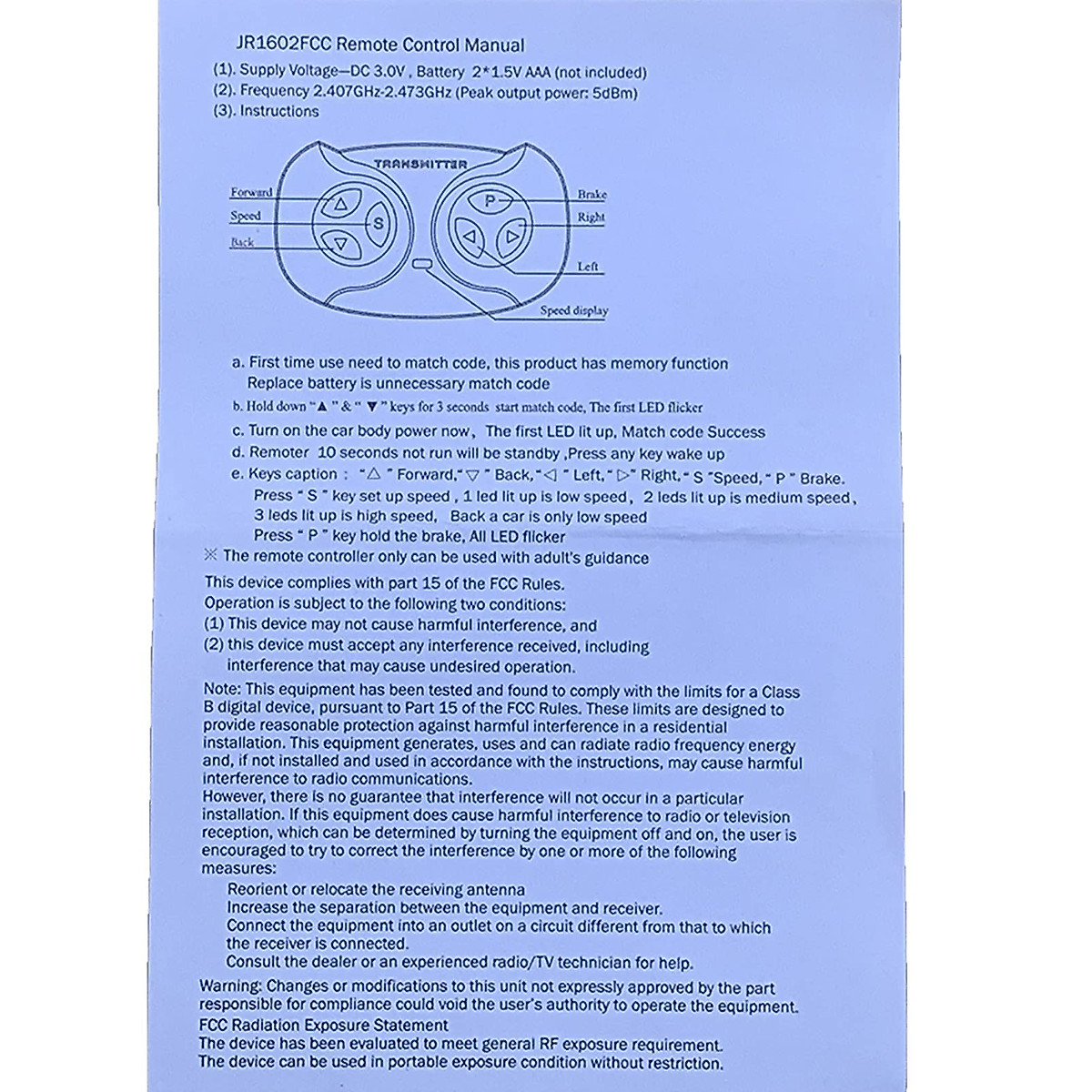 2.4G Bluetooth Remote Control Transmitter Children's Electric Riding Toy Car Replacement Parts White Remote Control,Model JR1602