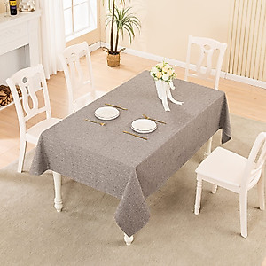 BALCONY & FALCON Rectangle Tablecloth Washable Wrinkle Resistant and Water Proof Table Cloth Decorative Linen Fabric Tablecloths for Dining Parties Kitchen Wedding and Outdoor Use (Taupe Gray, 57x85)