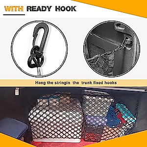 Car Cargo Net, Car Trunk Cargo Storage Organize Net Stretchable with Hooks,SUV Car Interior Accessories for Cars, Trucks, SUV, Car Interior Accessories(35.4x15.8 Inch)