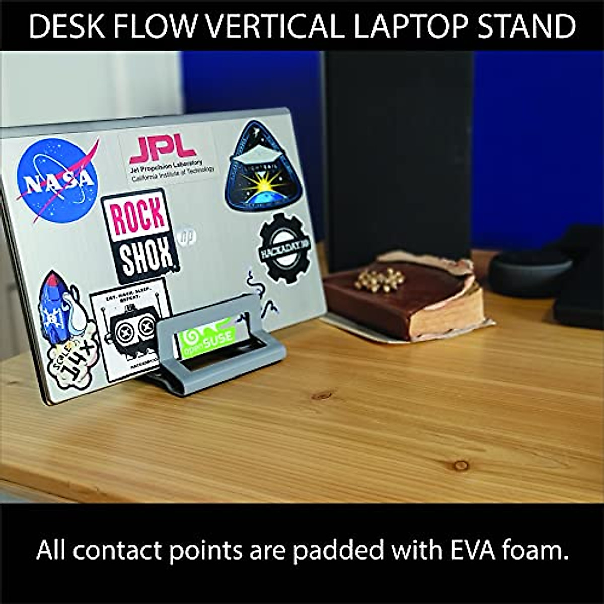 Vertical Laptop Stand for Desk - Adjustable Vertical Laptop Holder for Compatibility - Save Space & Improve Airflow with MacBook Vertical Stand - Suitable For All Laptop Holder Desk | White