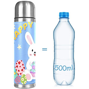Stainless Steel Leather Vacuum Insulated Mug Easter Thermos Water Bottle for Hot and Cold Drinks Kids Adults 16 Oz