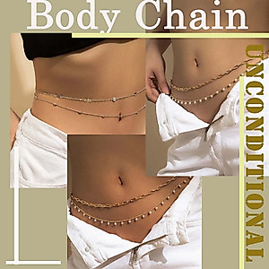 Sttiafay Boho Waist Beads Body Chain Gold Layered Belly Belt Sexy Bikini Body Harness Body Jewelry for Women Girls