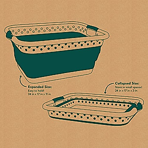 Simply Green 2 Pack Eco Collapsible Foldable Container for Storage and Organization, Space Saving Collapsible Laundry Hamper Basket, Dual grip handles, 25" Large, 1 Green & 1 Grey