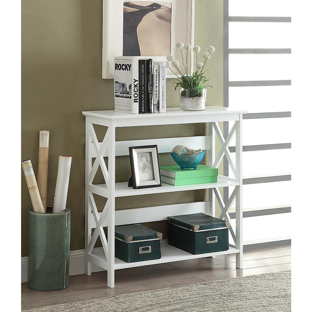Convenience Concepts Oxford 3 Tier Bookcase, White
