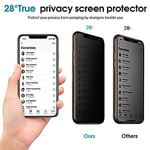 OTAO Privacy Screen Protector for iPhone 11 Pro Max/iPhone Xs Max 6.5 Inch True 28°Anti Spy Tempered Glass Full-Coverage (2-pack)
