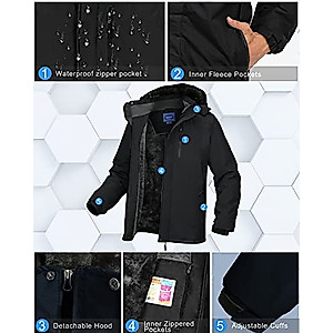 Rapoo Winter Jackets for Men Winter Coats for Men Rain Waterproof Windbreaker Jackets Coats for Men Mens Fleece Warm Snowboard Ski Snow Military Tactical Jacket Coats Black S