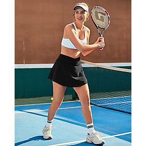 ED3SIZE Skorts for Women Tennis Skirts with Pockets High Waisted Golf Skirt Athletic Shorts Fall Skirts (Black, S)
